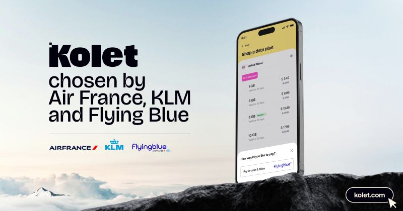 Earn miles with Air France & KLM's new partnership with E-sim Kolet